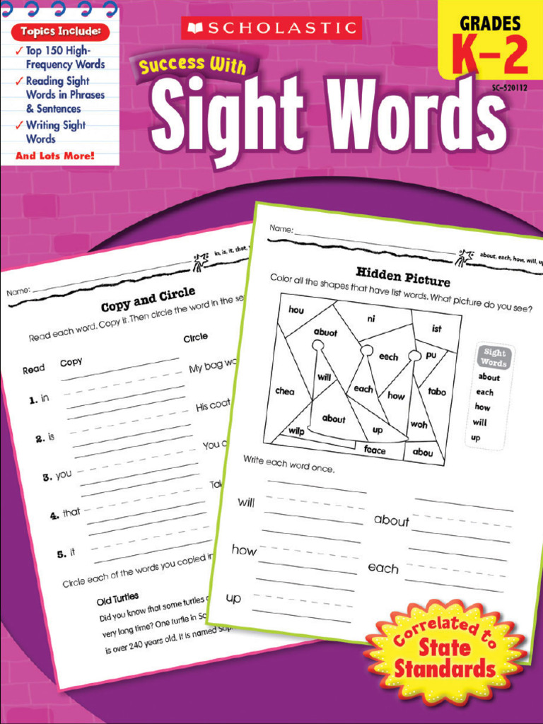 Success With Sight Words K-2 Scholastic | PDF