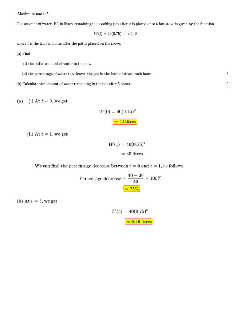 DP Maths AI SL Exponential Functions - Basic With MS | PDF