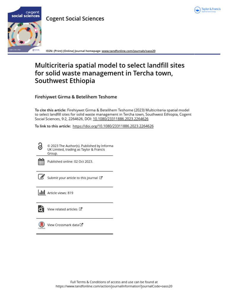 Multicriteria Spatial Model To Select Landfill Sites For Solid Waste ...