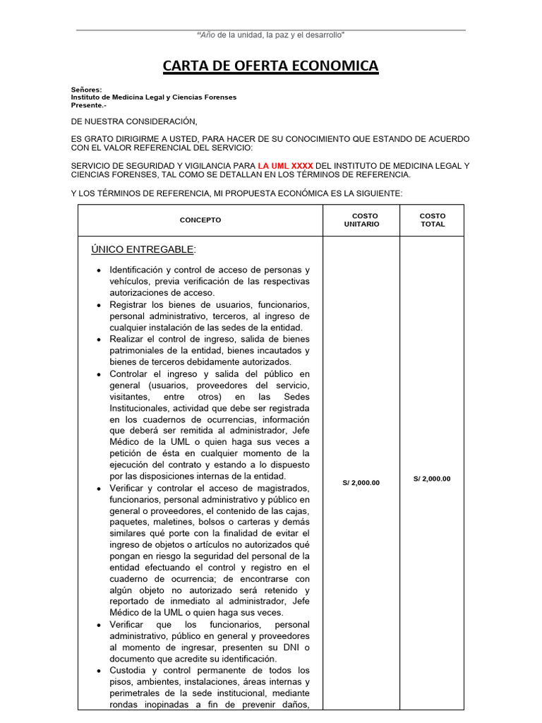 Modelo Oferta Economica | PDF