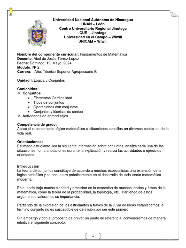 Modulo 2, Fundamentos de Matematica | PDF | Conjunto (Matemáticas ...