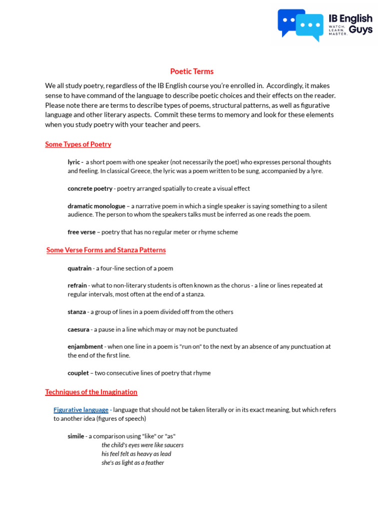 Poetic Terms | PDF | Poetry | Rhyme