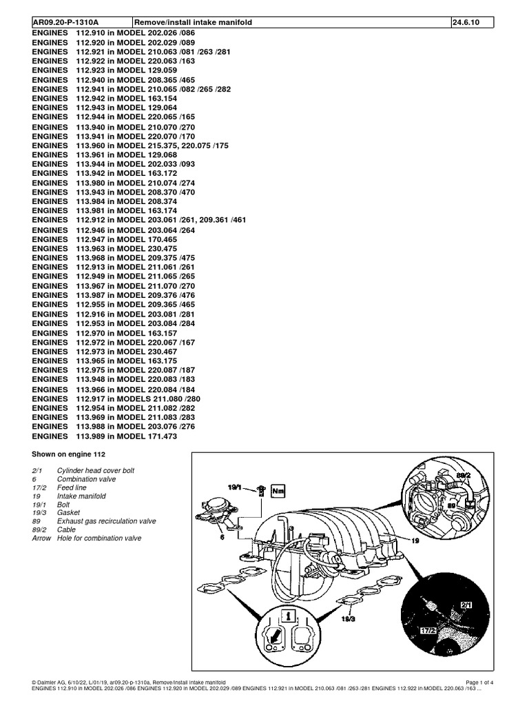 Intake Manifold Removal Guide for 1.4 TSI | PDF | Internal Combustion ...
