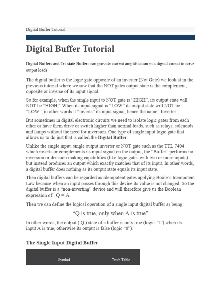 Digital Buffer Tutorial | PDF | Logic Gate | Amplifier