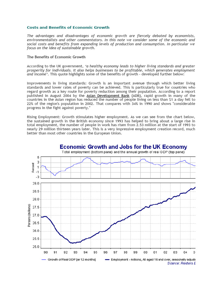 Costs and Benefits of Economic Growth DH DH DG D DDDF D | PDF ...