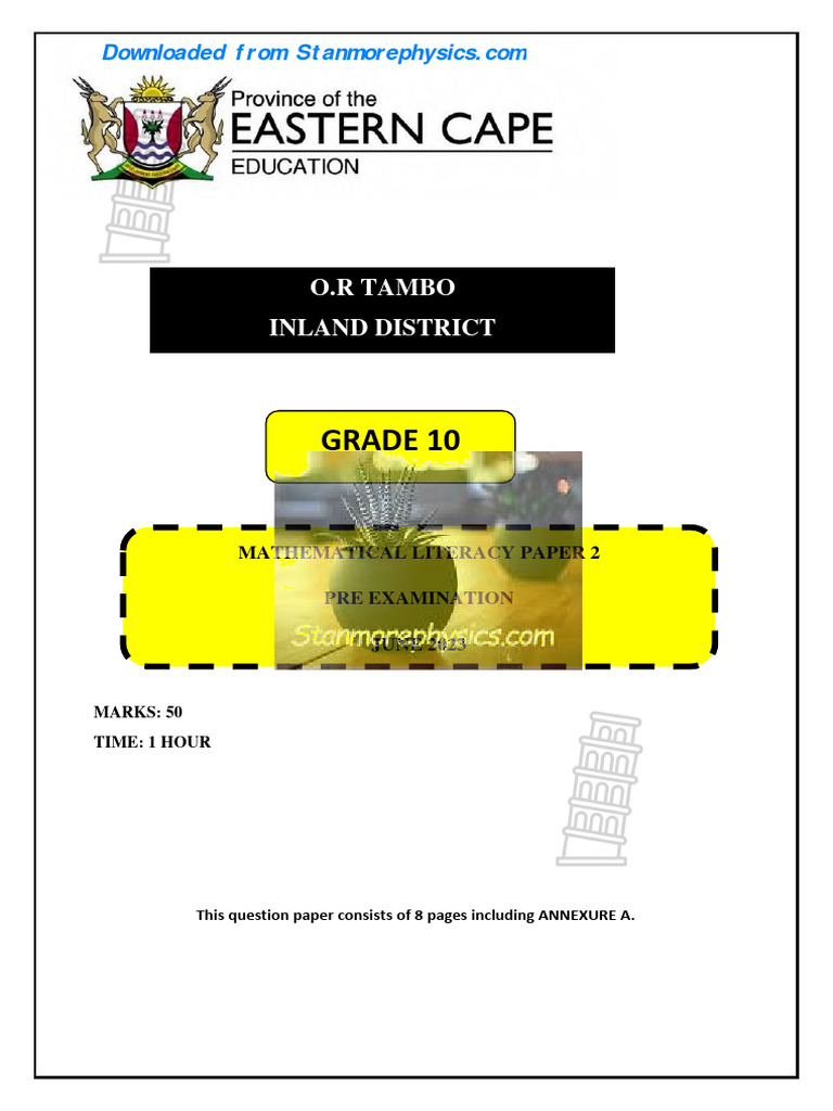 EC Maths Literacy Grade 10 Pre JUNE 2023 P2 and Memo | PDF | Accuracy And Precision | Metrology
