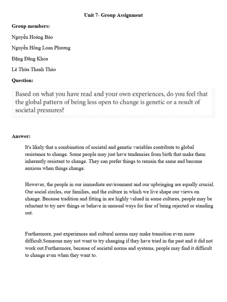 Unit 7 - Writting Assignment | PDF Unit 7 - Writting Assignment | PDF