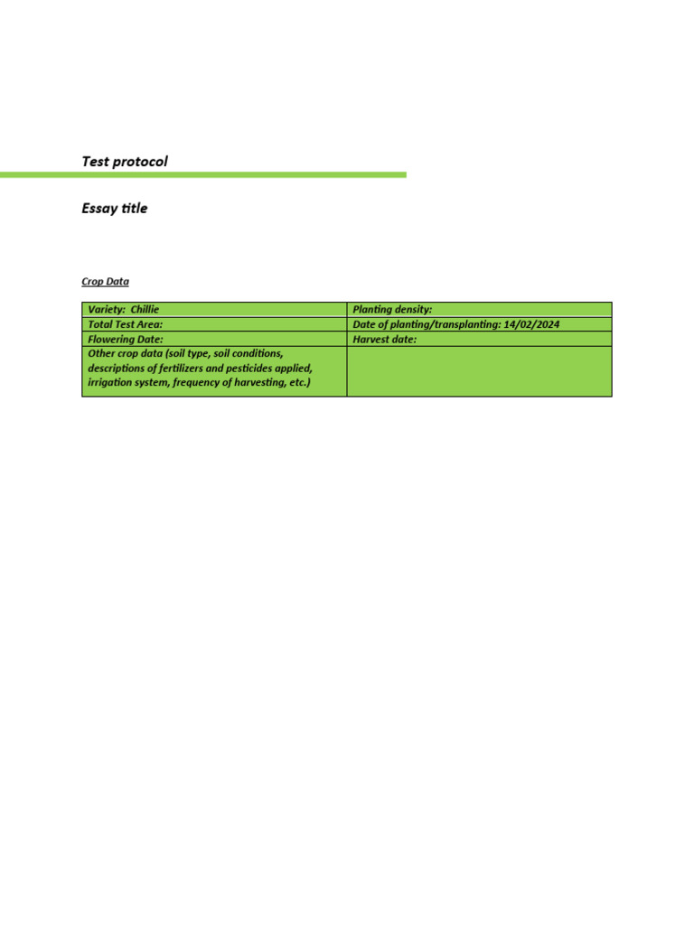 Chilli Crop Test Protocol 2024 | PDF | Law