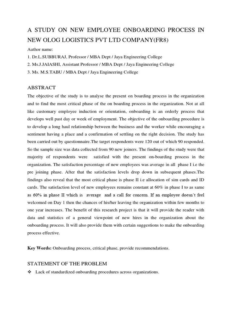 Onboarding Process at New Olog Logistics | PDF | Sampling (Statistics ...