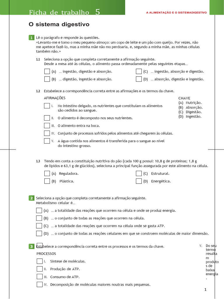 Ficha Sistemas - 2º Teste TIC II | PDF | Digestão | Glóbulo branco