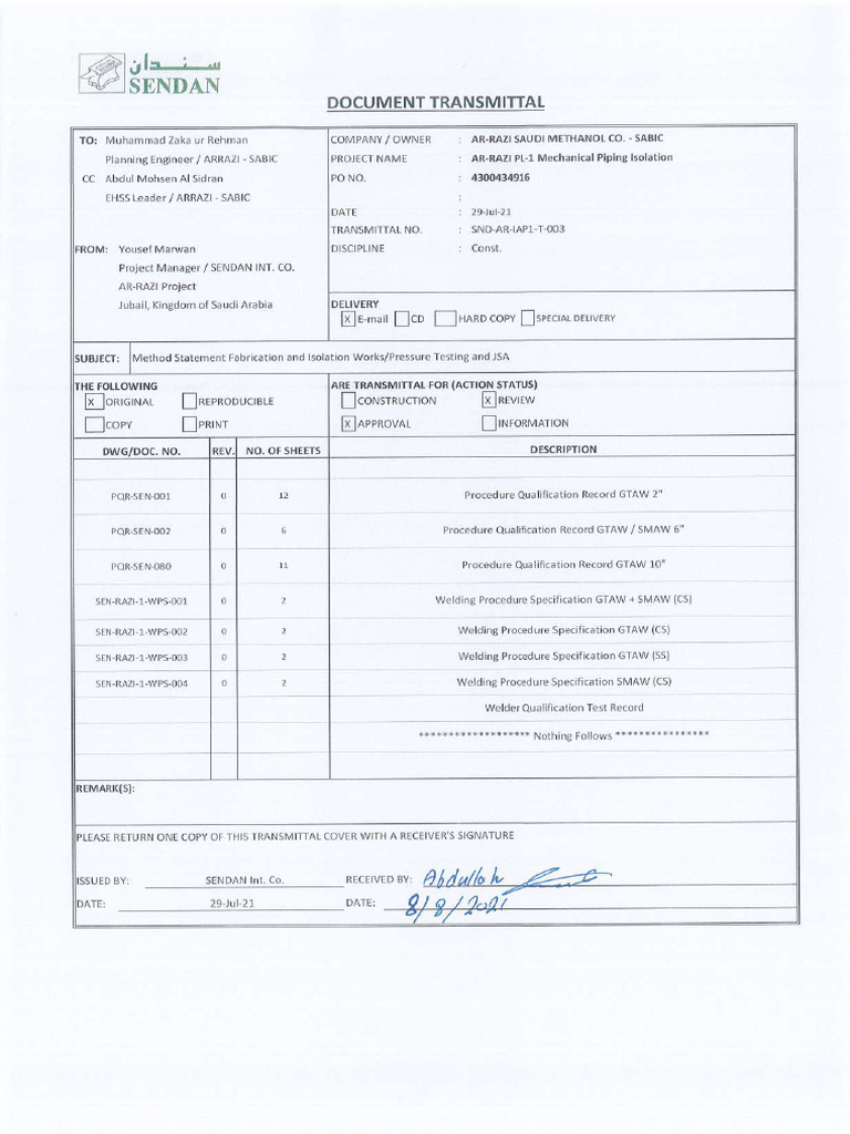 (Approved) WPS 01 GTAW + SMAW (CS) | PDF