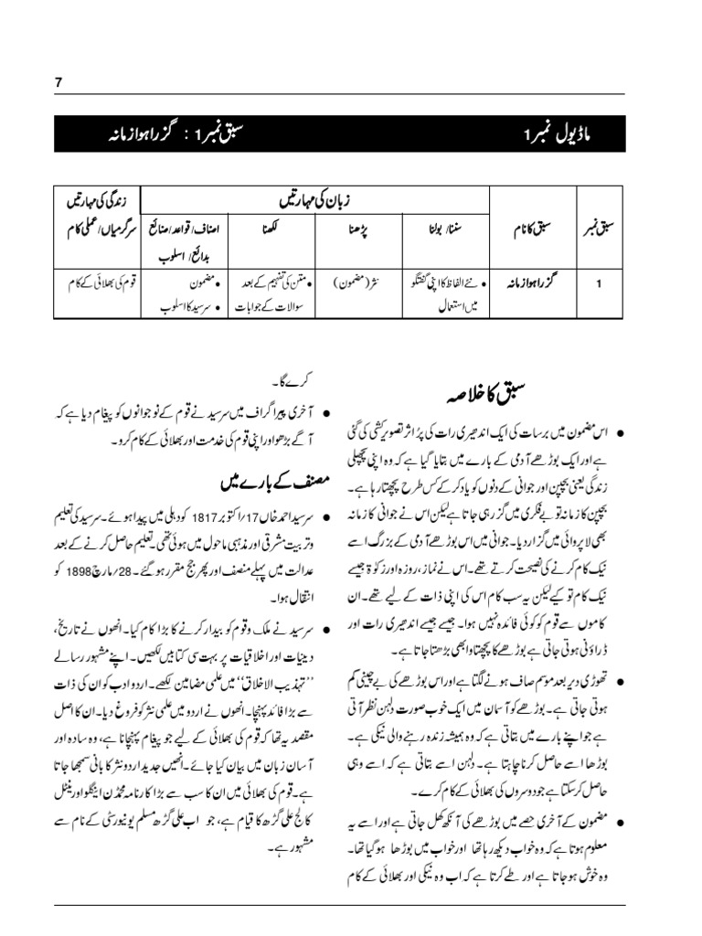 206 Learner Guide Urdu L-1 | PDF