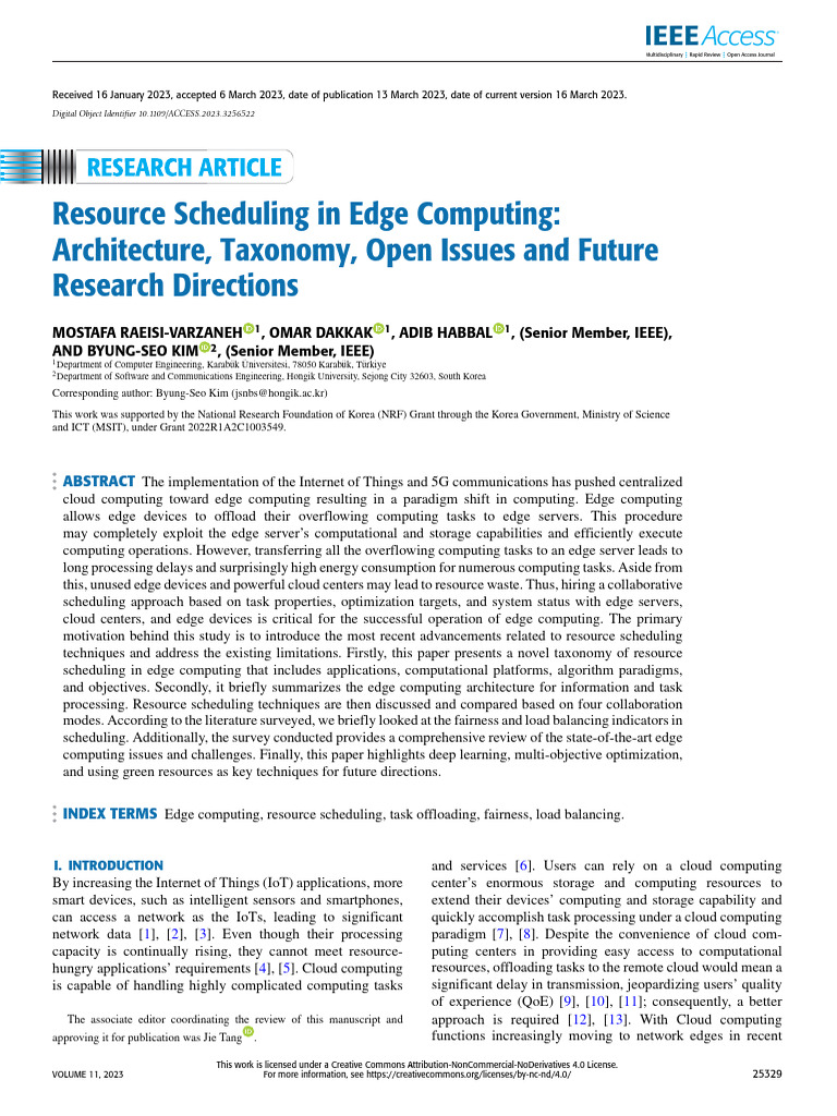 Resource Scheduling In Edge Computing Architecture Taxonomy Open Issues