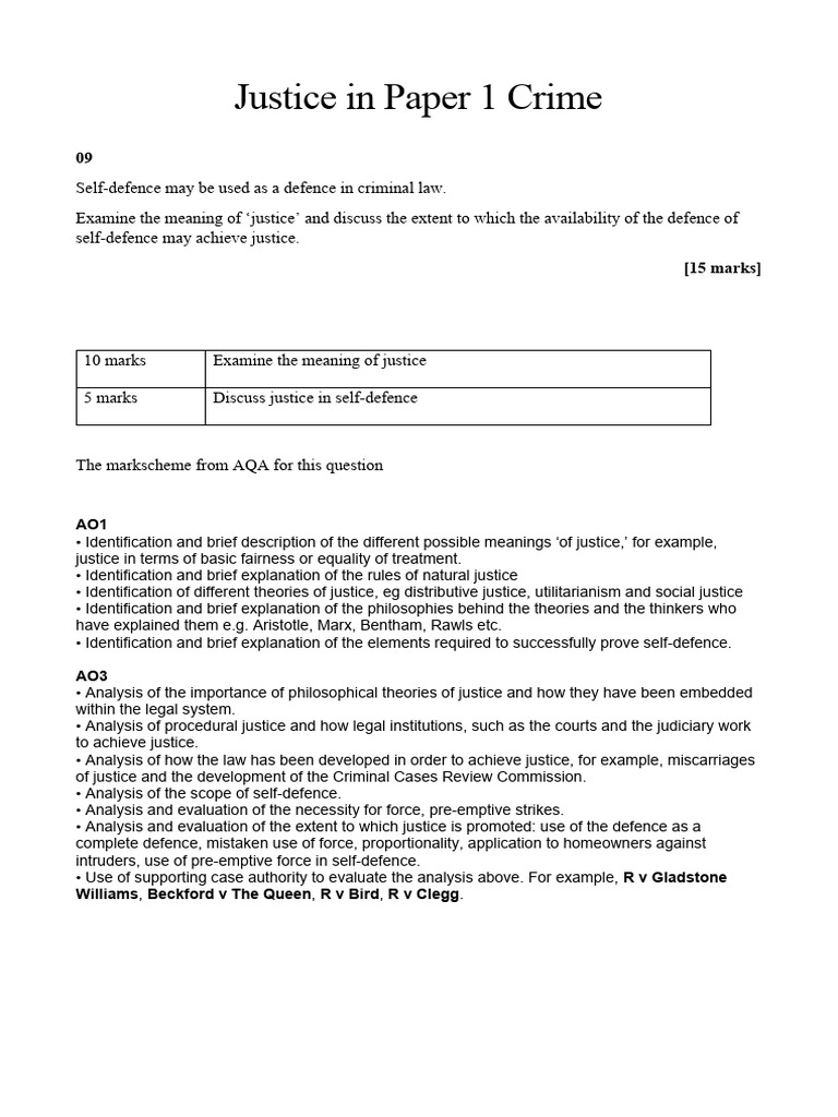 Justice Model Answer | PDF | Justice | Crime & Violence