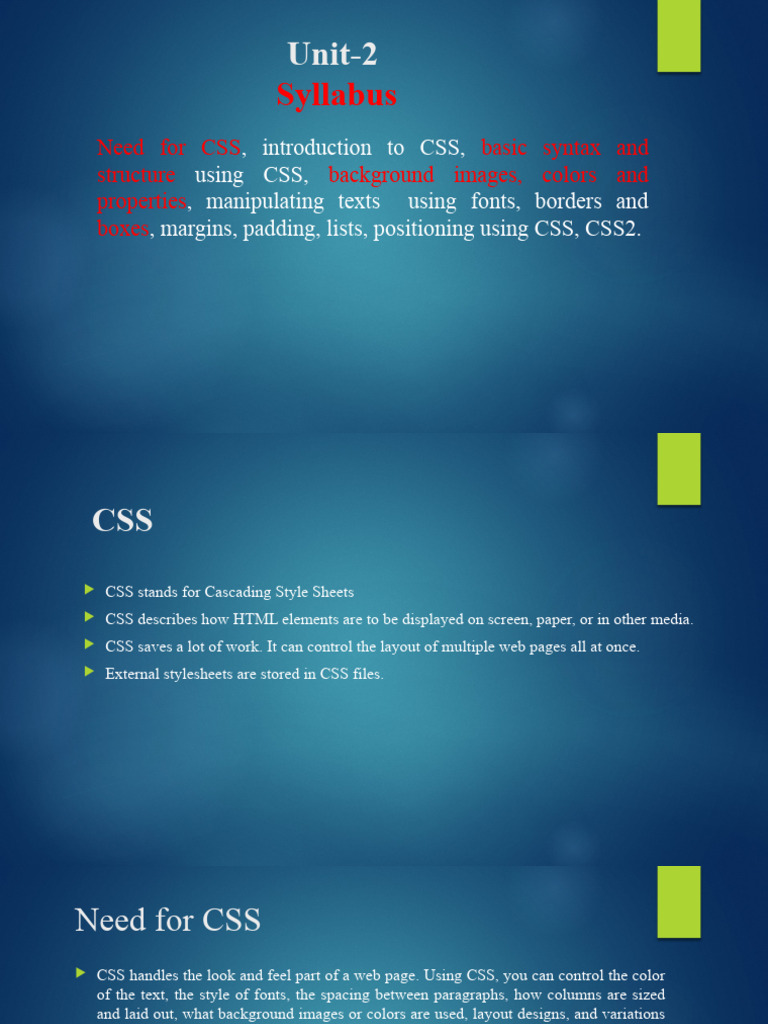 Unit II Style Sheets Full | PDF | Html | Internet