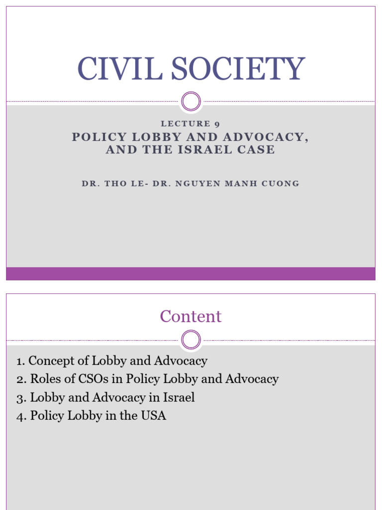 Bản sao của Civil Society - Lecture 9 - Policy lobby and advocacy | PDF ...
