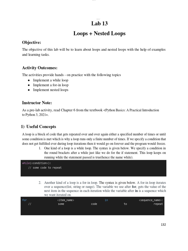 Lab-11-Loops in Python | PDF | Control Flow | Algorithms Lab-11-Loops in Python | PDF | Control Flow | Algorithms