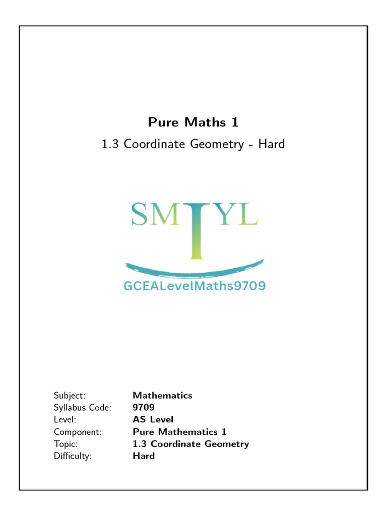 1 3 Coordinate Geometry Hard | PDF | Circle | Tangent