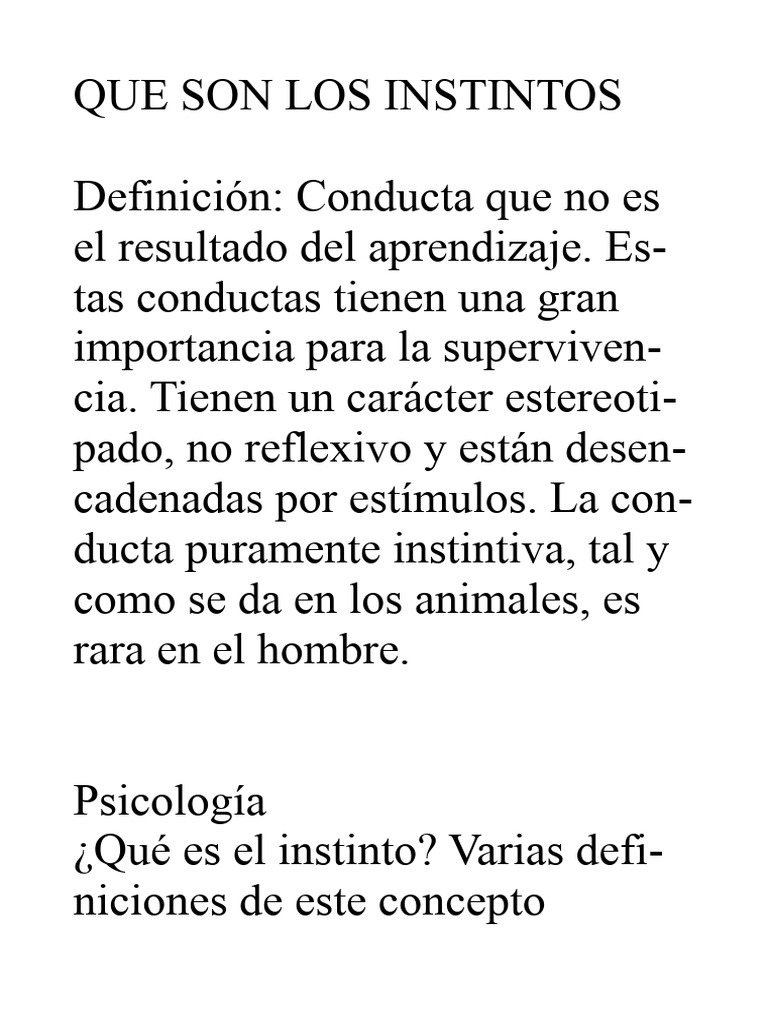 Que Son Los Instintos | PDF | Instinto | Humano