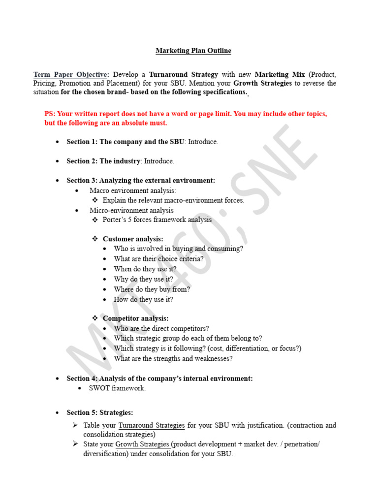 460.Marketing-Plan-Outline | PDF | Marketing | Target Audience