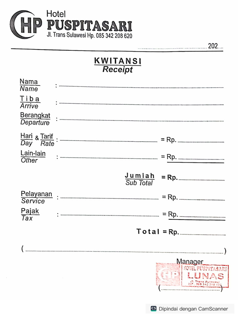 Kwitansi Hotel | PDF