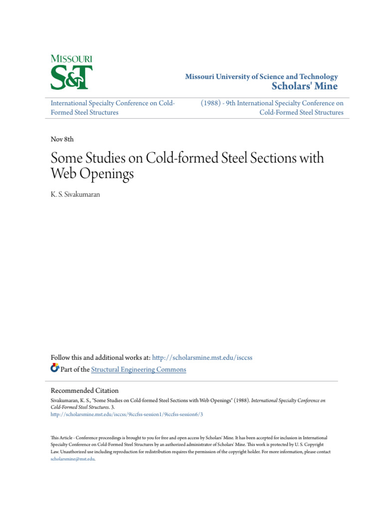 Some Studies On Cold-Formed Steel Sections With Web Openings | PDF ...