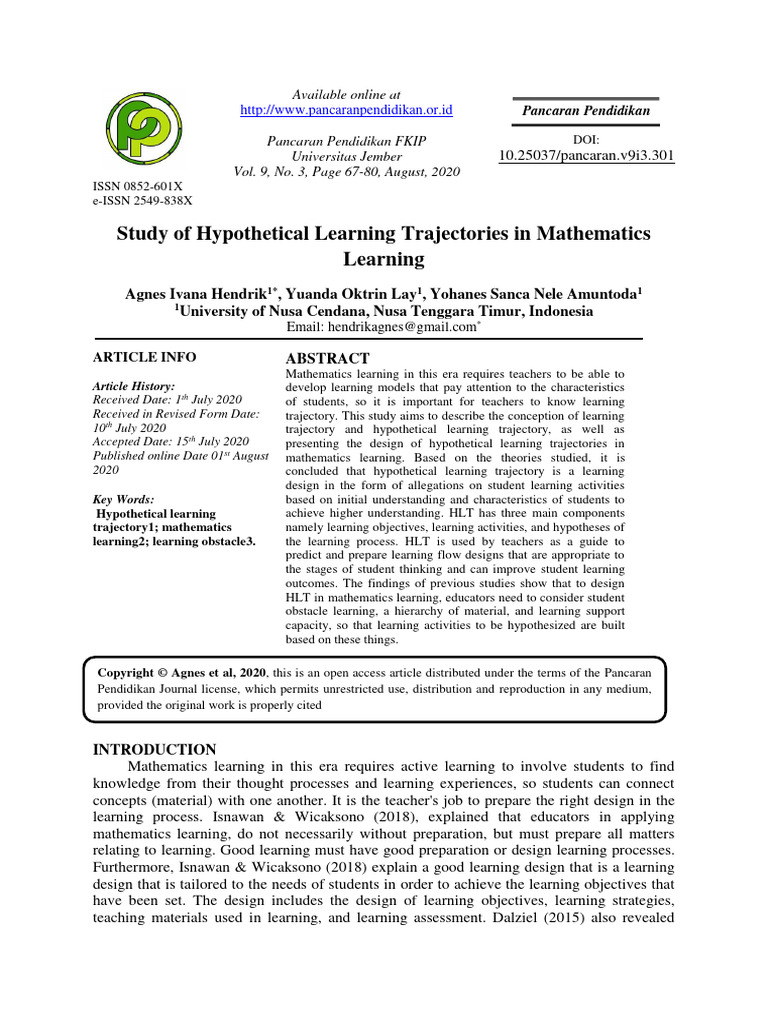Study of Hypothetical Learning Trajectories in Mat | PDF | Learning | Hypothesis