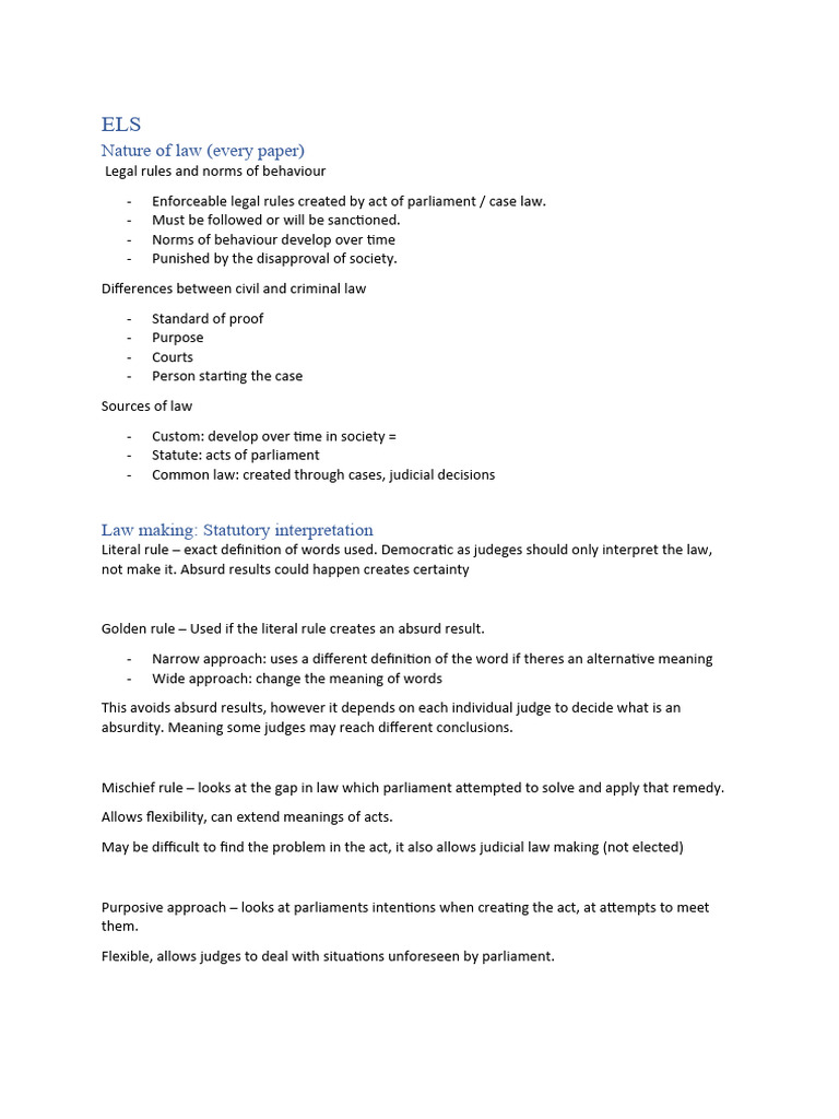 ELS | PDF | Precedent | Bill (Law)