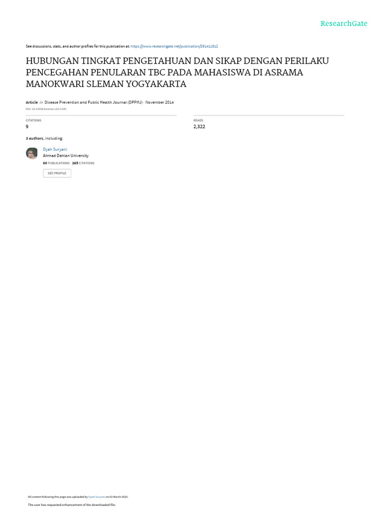 Hubungan Tingkat Pengetahuan Dan Sikap Dengan Peri | PDF | Sains & Matematika