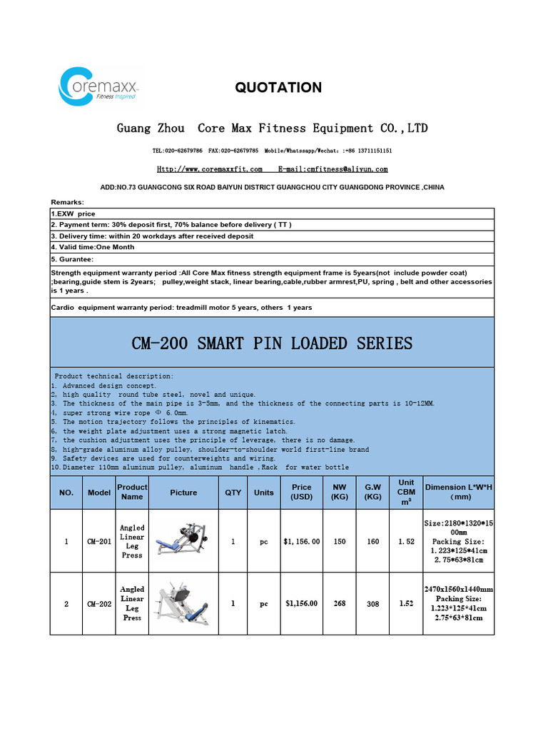 1-Coremax Pin Loaded Strength Machine Price List - 2 | PDF | Weight Training
