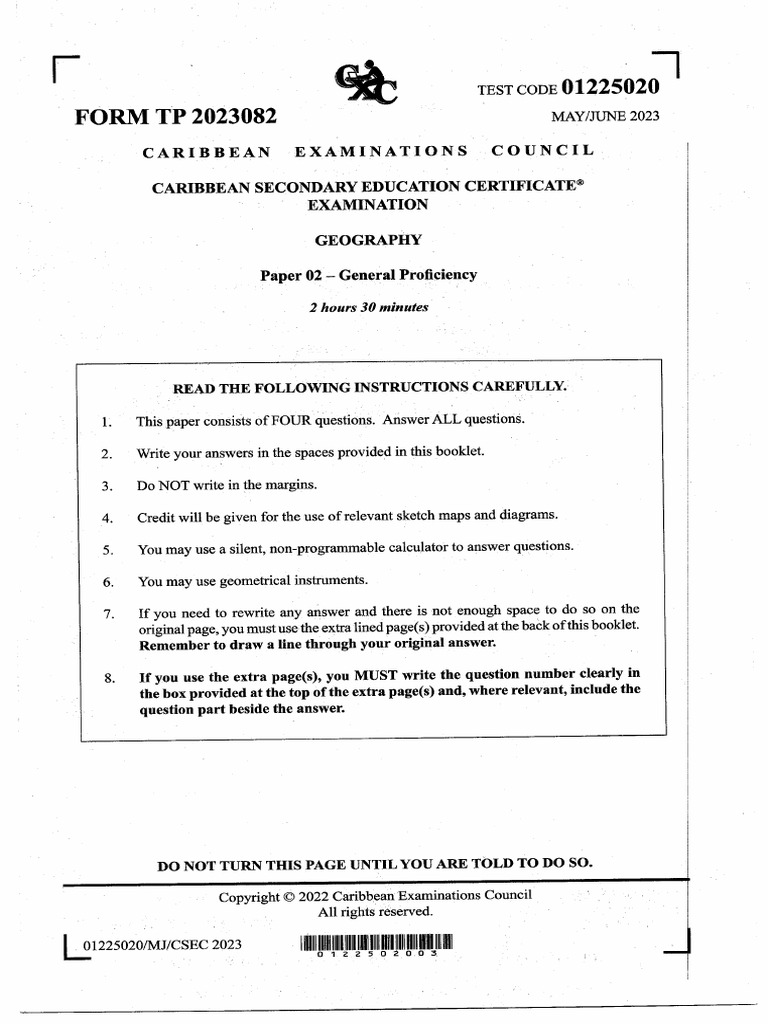 CSEC Geography P2 2023 | PDF