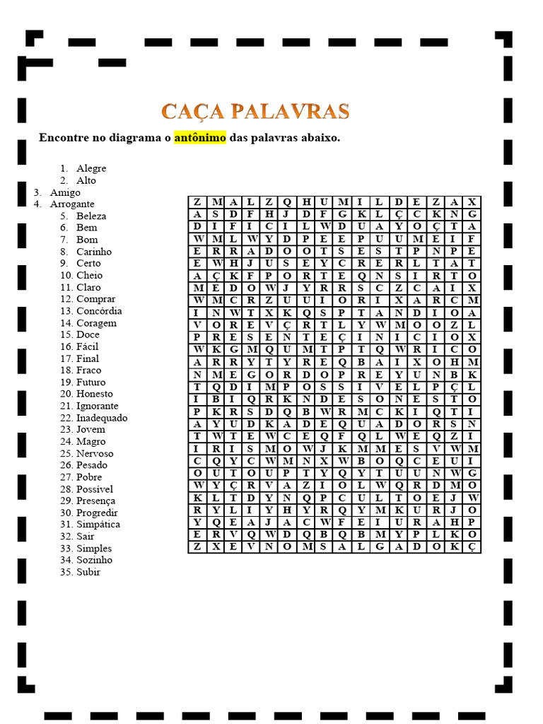 Dokumen - Tips - Caca Palavras Antonimos Das Palavras | PDF