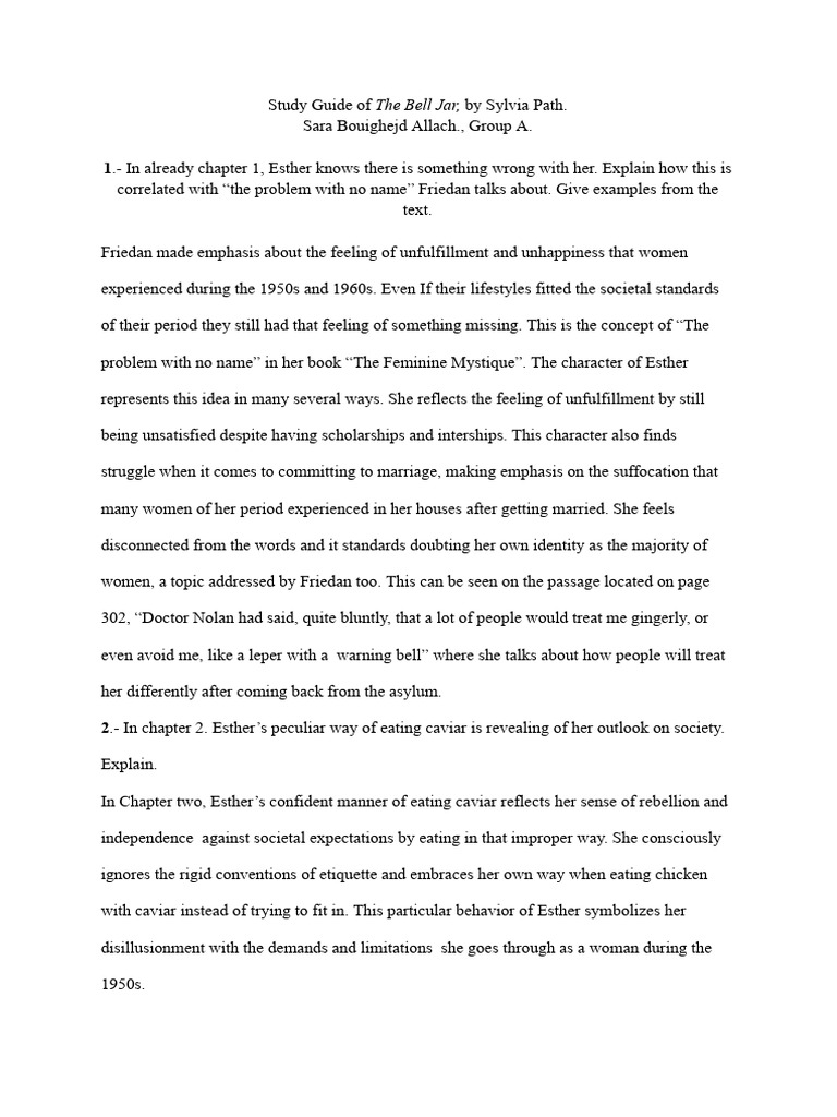 Study Guide: The Bell Jar Analysis | PDF