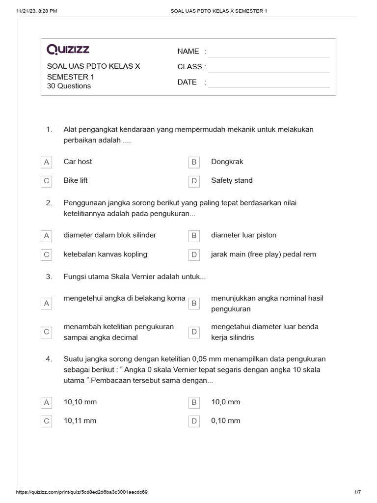 Soal Uas Pdto Kelas X Semester 1 | PDF