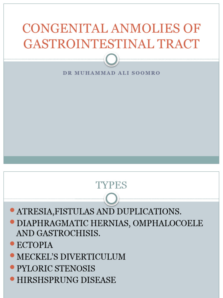 Congenital Anmolies of Gastrointestinal Tract | PDF | Esophagus ...