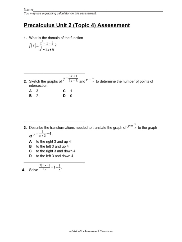 FINAL Precalculus Unit 2 Topic 4 Assessment 10-26-22 | PDF | Sphere ...