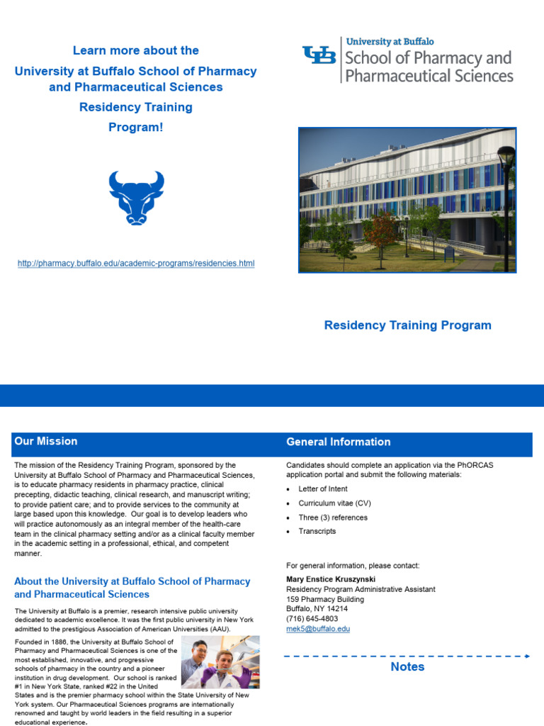 University at Buffalo Pharmacy Residency Program | PDF | Pharmacist ...
