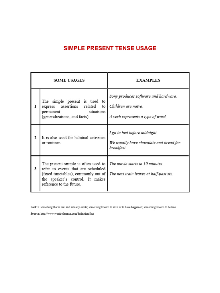 Simple Present Tense Guide | PDF | Language Arts & Discipline | Foreign ...
