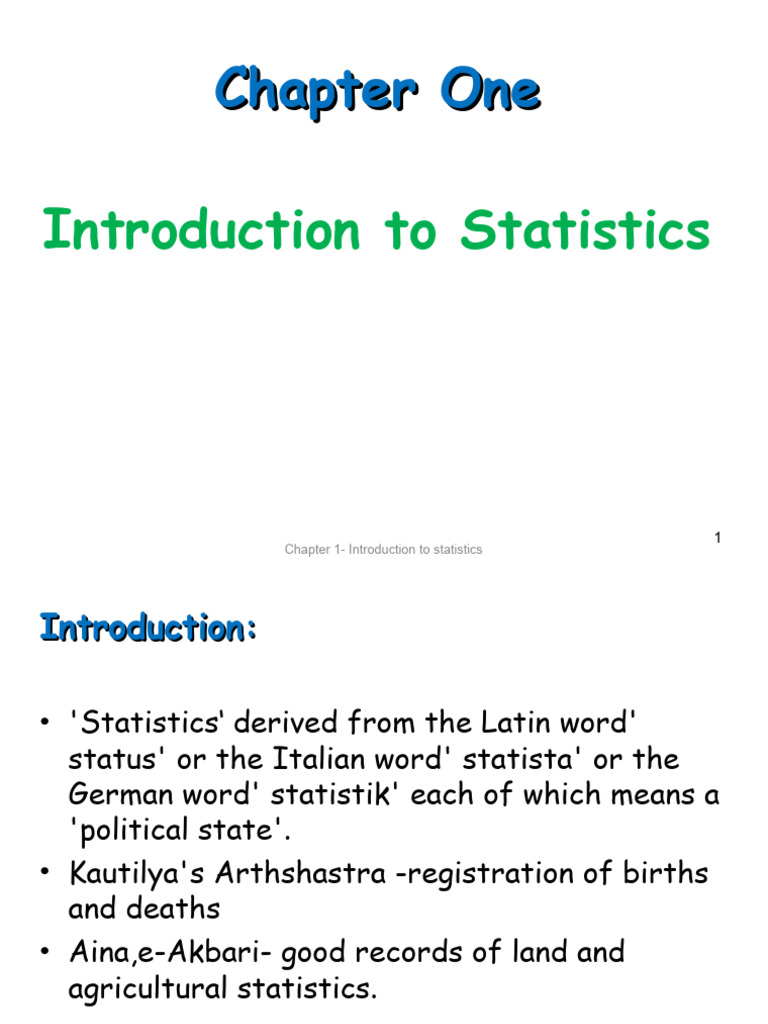 Chapter1-Introduction To Statistics | PDF | Mean | Histogram
