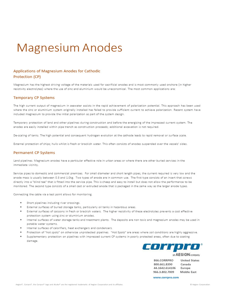 Anodes - Magnesium Anodes | PDF | Anode | Magnesium