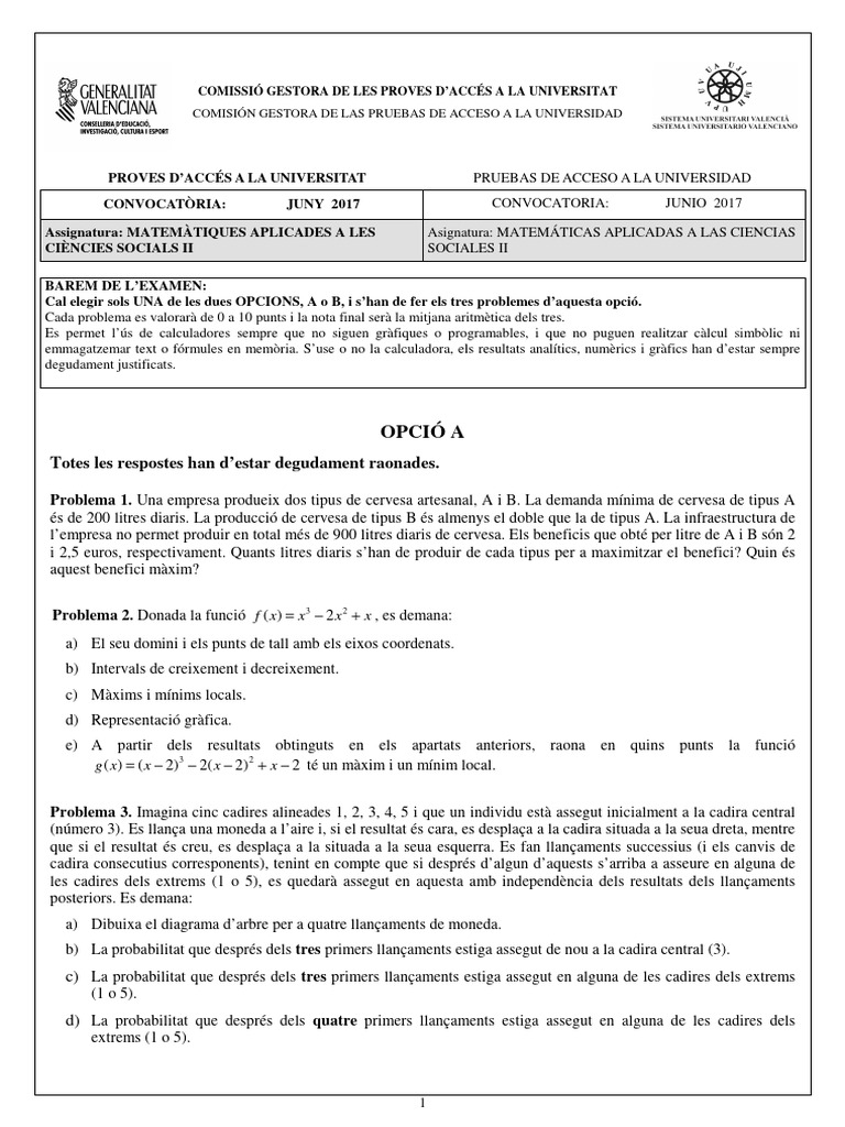 2ºBachCCSS EBAU Valencia 2017-Junio | PDF