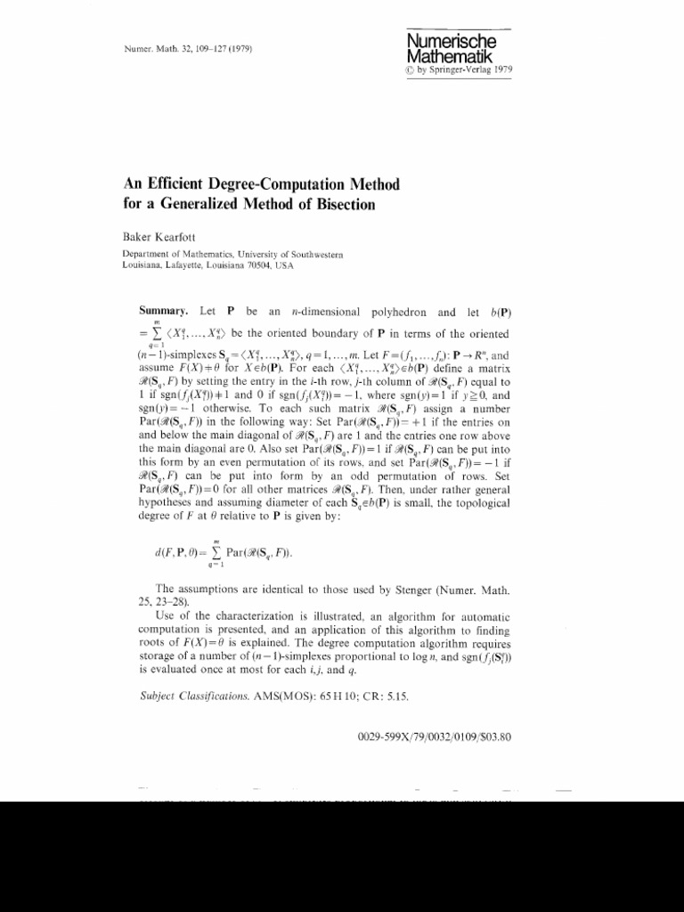 1979 Numer Math Degree Computation | PDF | Mathematical Analysis | Algebra