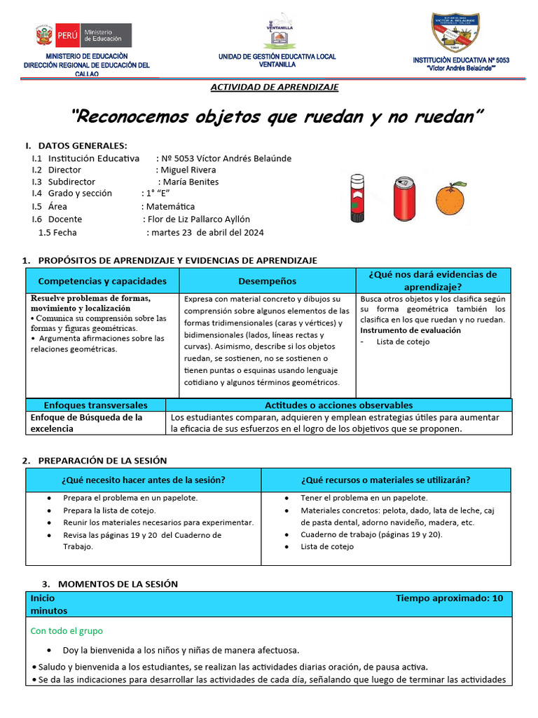 Sesion de M, Atematica Objetos Que Ruedan y No Ruedan | PDF | Geometría ...