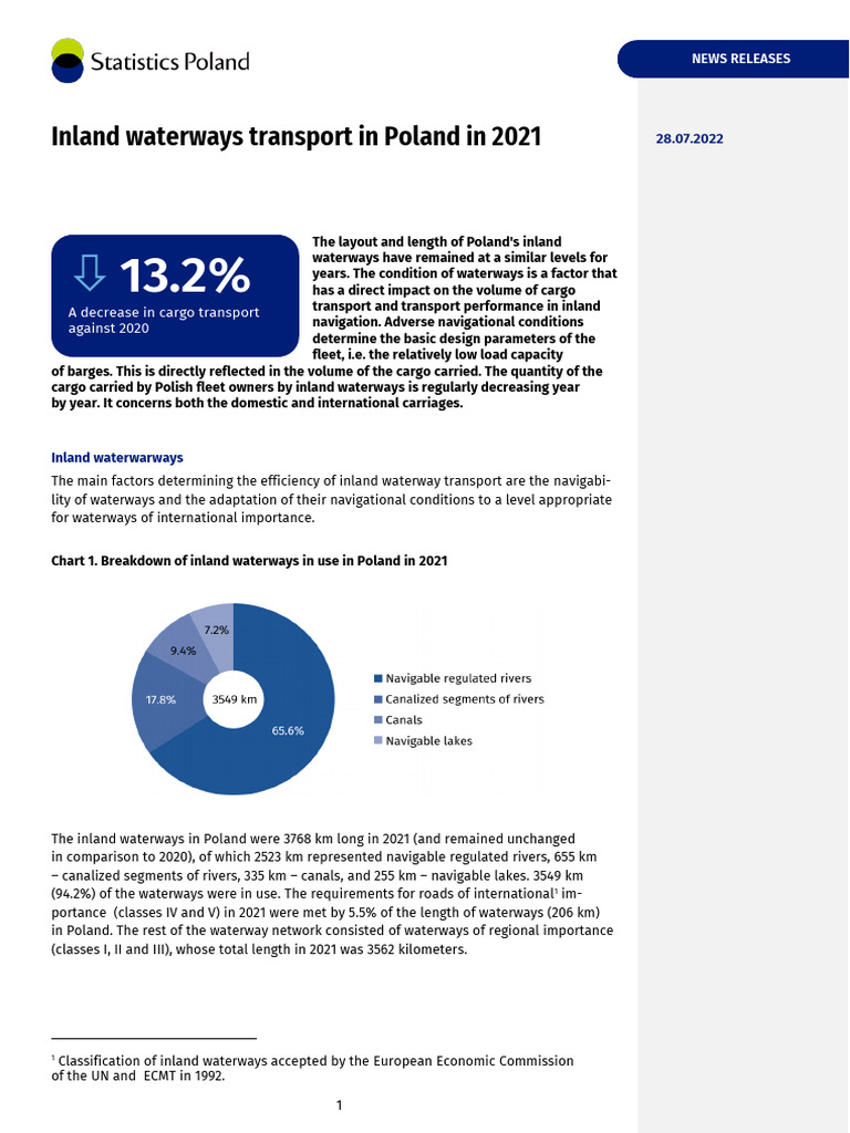 Inland Waterways Transport in Poland 2021 | PDF | Barge | Transport