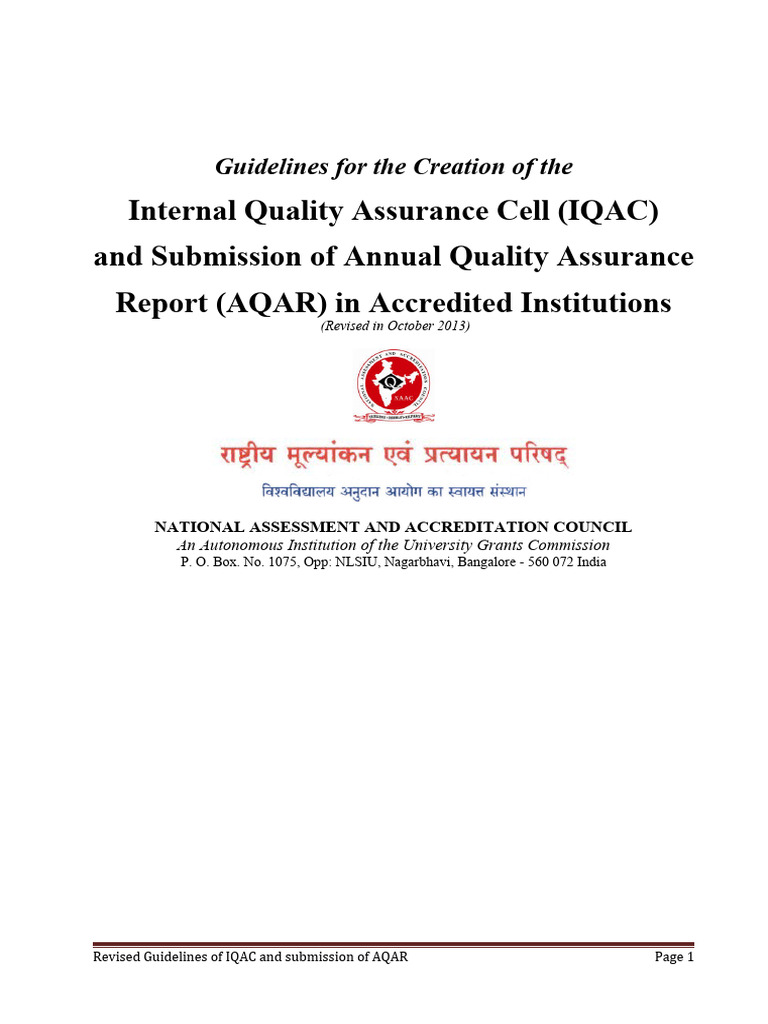 IQAC Guidelines and AQAR Submission 2024 | PDF | Evaluation | Curriculum