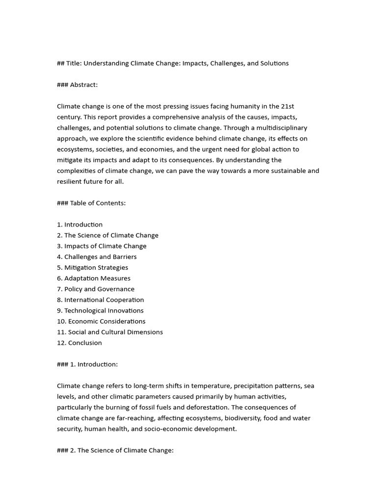 Understanding Climate Change: Impacts, Challenges, and Solutions | PDF ...