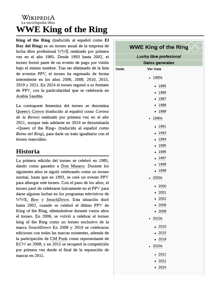 WWE King of The Ring | PDF | Wwe | Lucha profesional