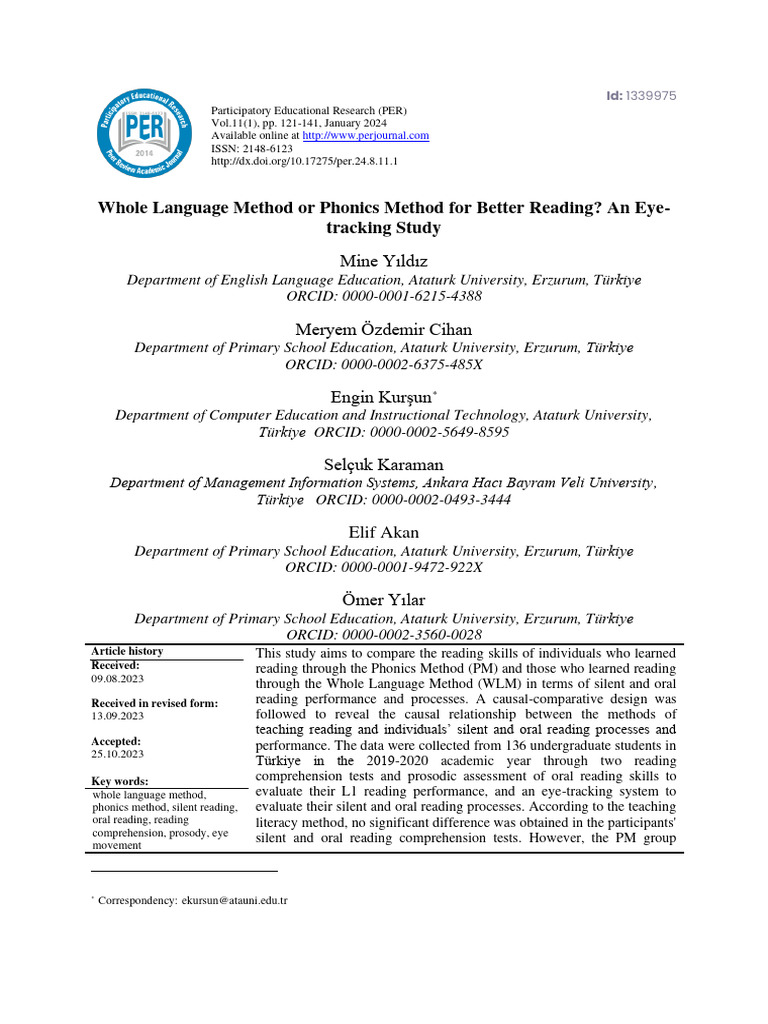 Whole Language Method or Phonics Method For Better Reading An Eye ...