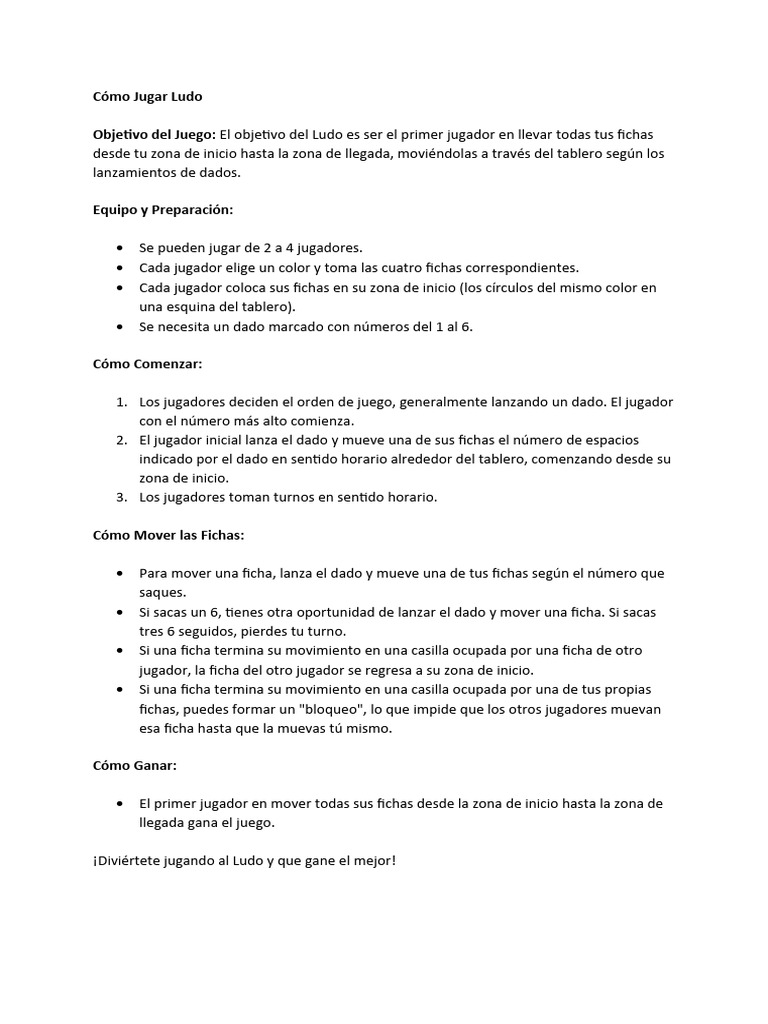 Reglas LUDO | PDF