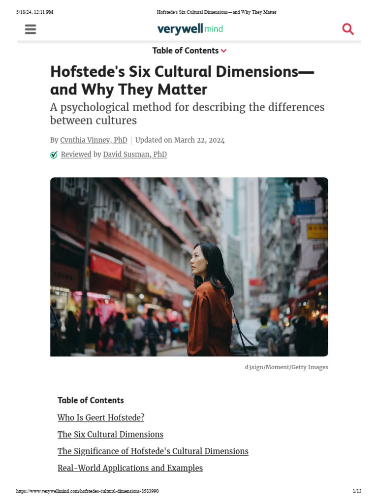 Hofstede's Six Cultural Dimensions-And Why They Matter | PDF | Liberal ...